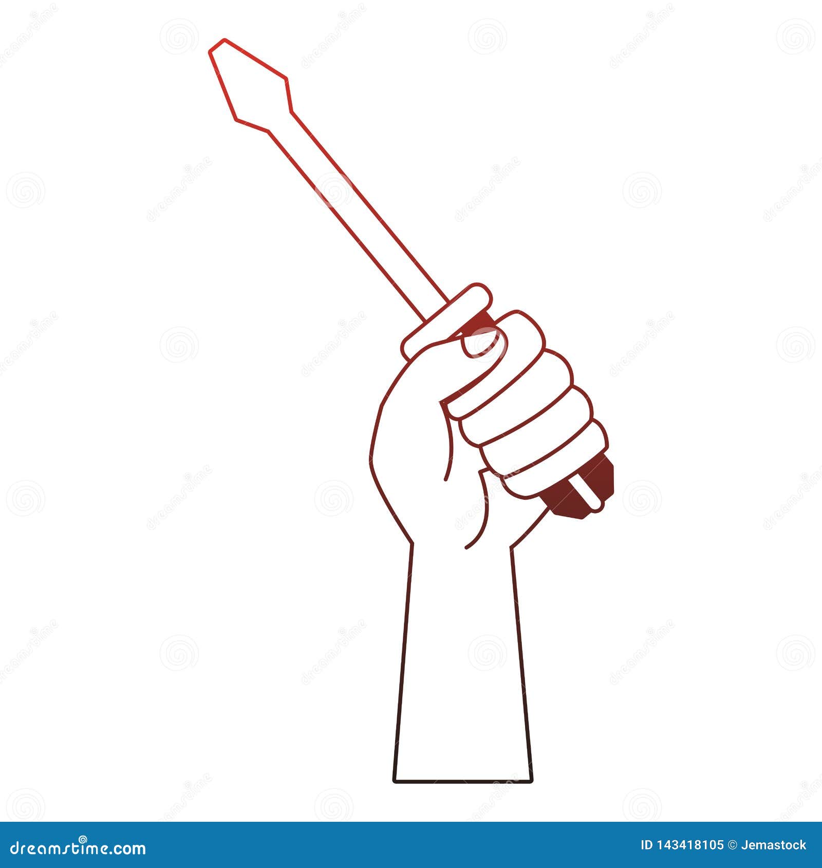 Hand with Screwdriver Red Lines Stock Vector - Illustration of ...