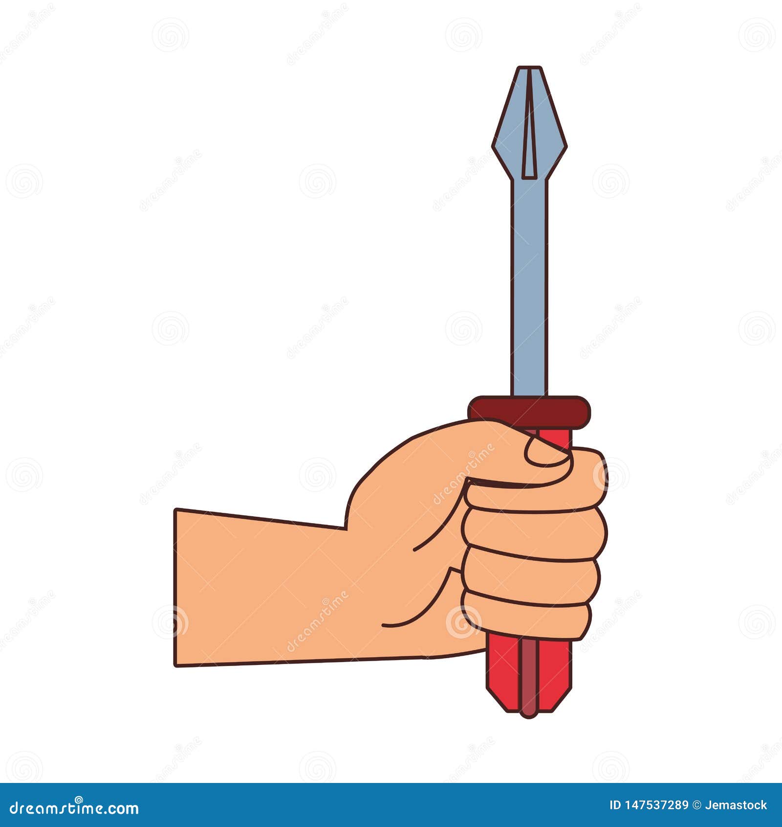 Hand with screwdriver stock vector. Illustration of group - 147537289