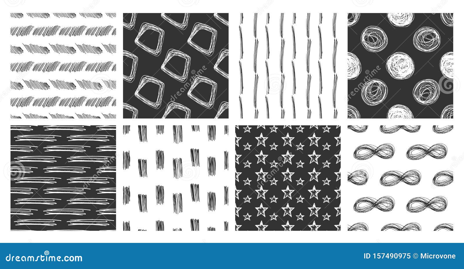 Hand Scribble Seamless Pattern. Simple Hand Drawn Abstract Vector ...