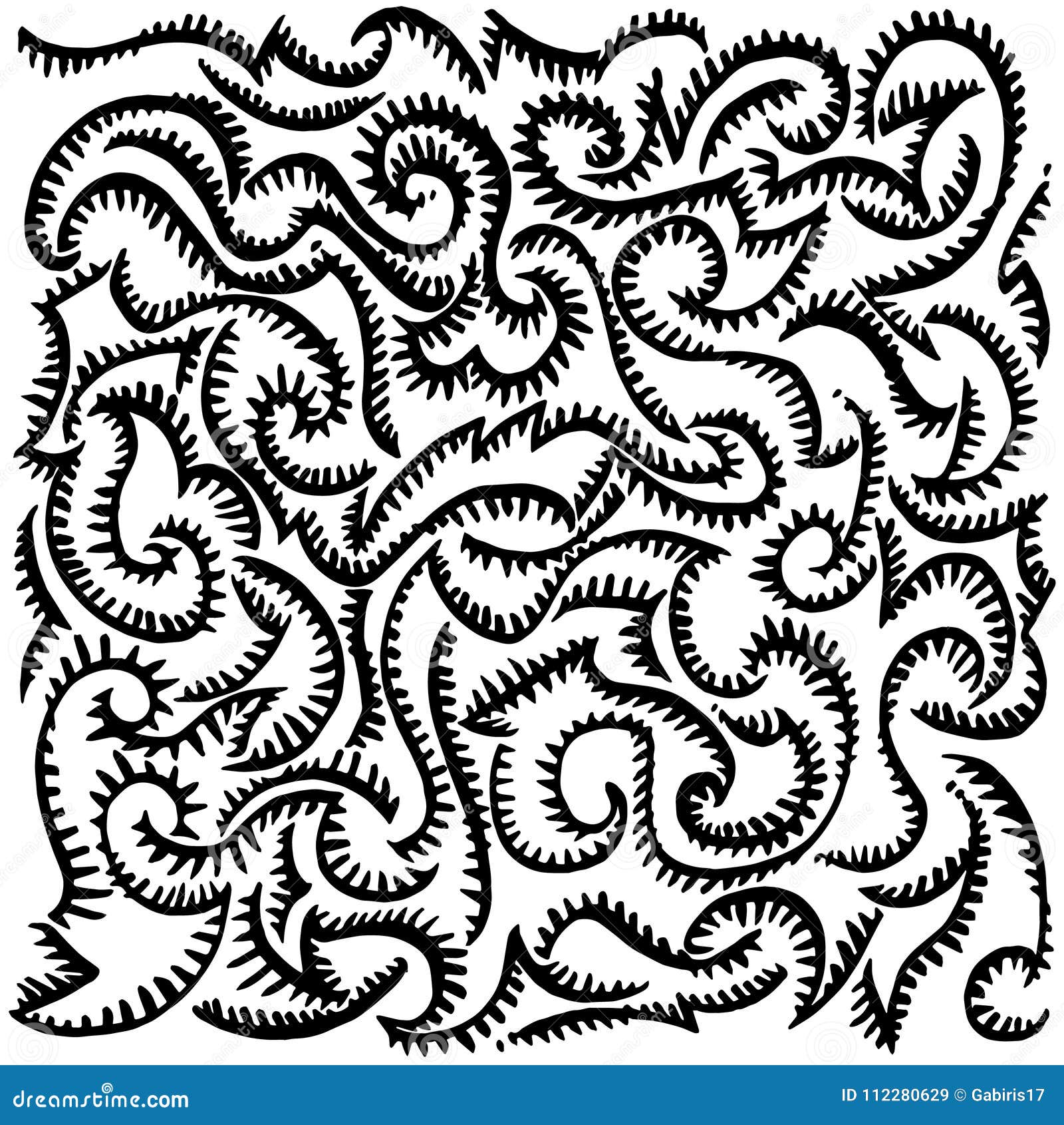 Brush Drawn, Contorted, Curving Shapes, Forming Modern, Unique Texture ...