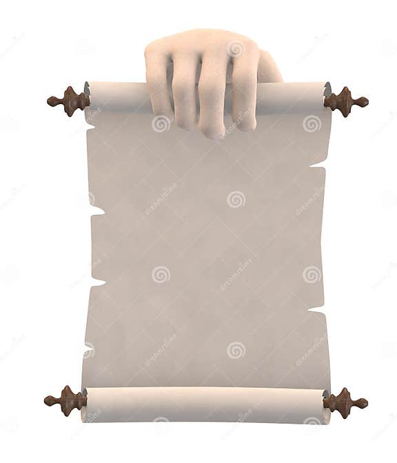 Hand with scroll stock illustration. Illustration of wrinting - 24851520