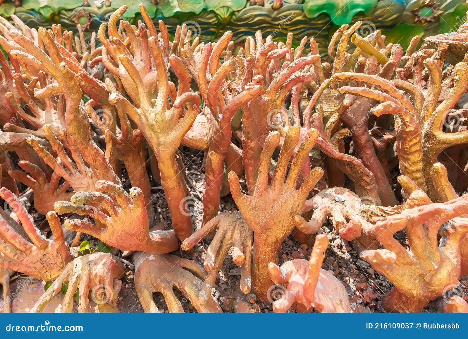Hand Sculpture of the Ghost of Hell. Representing Human Greed in Thai ...