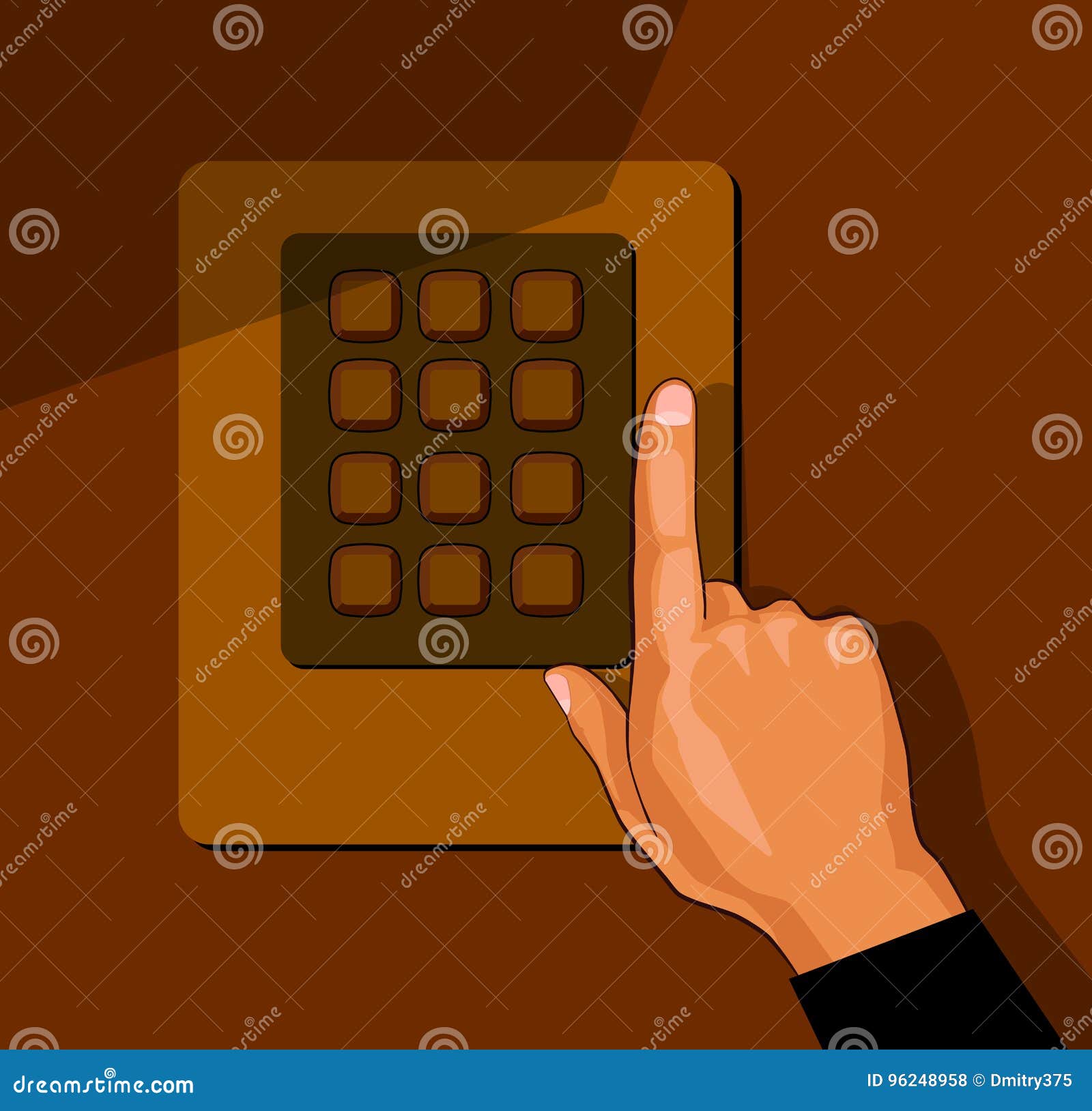 Hand with Security Keypad Buttons, Cartoon Vector Stock Vector ...