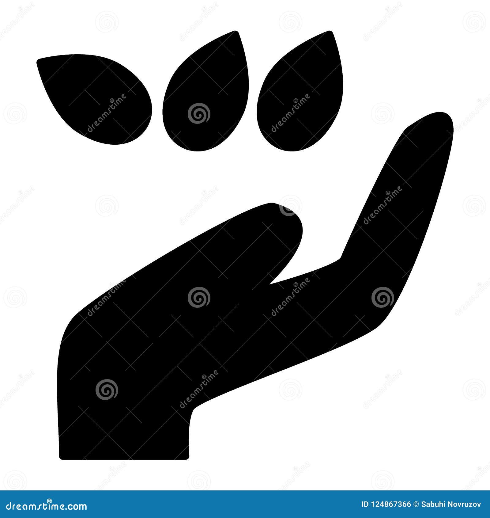 Hand with Seeds Solid Icon. Grains with Hand Vector Illustration ...