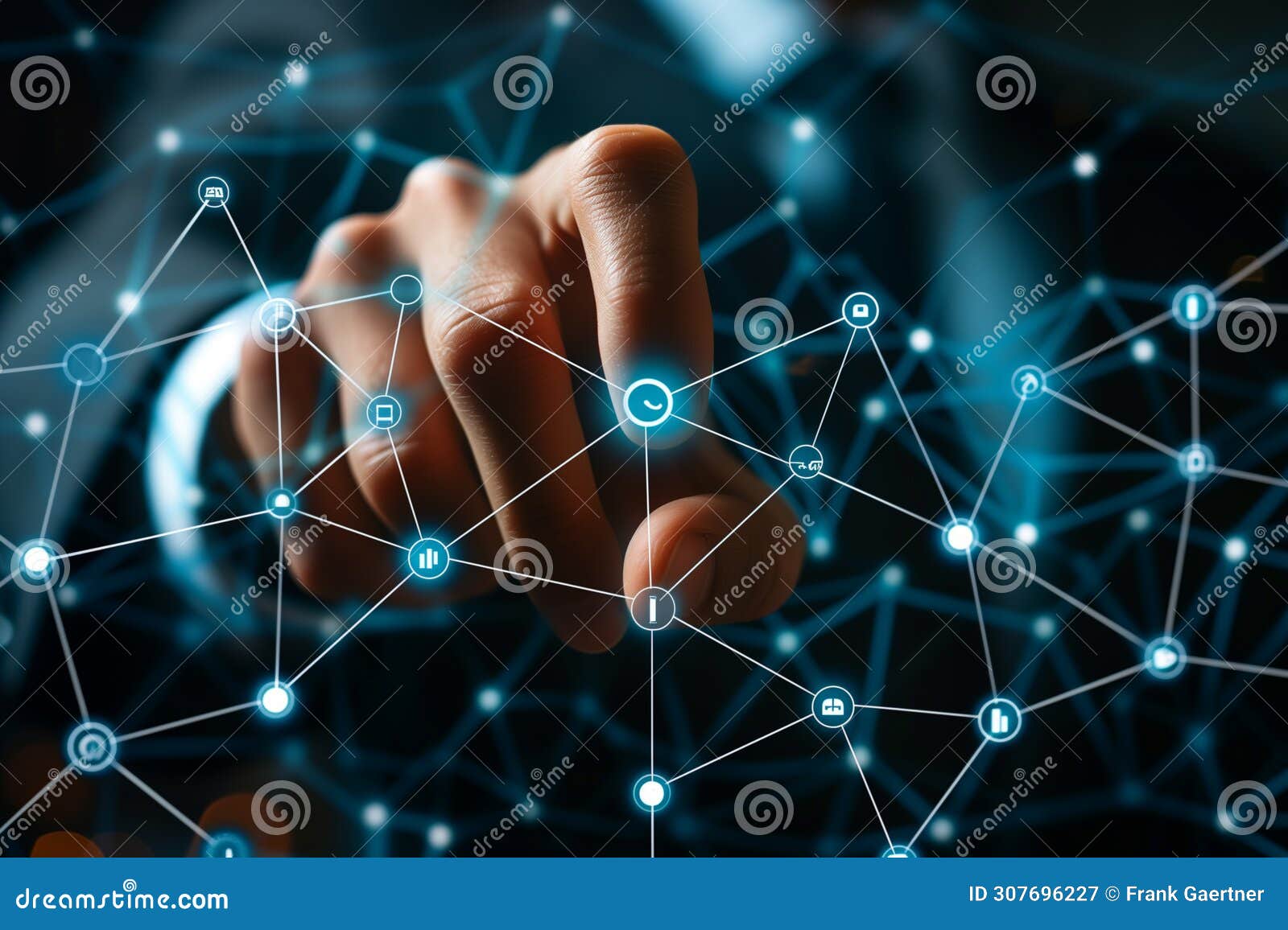 A Hand is Seen Touching a Complex Network of Interconnected Lines ...