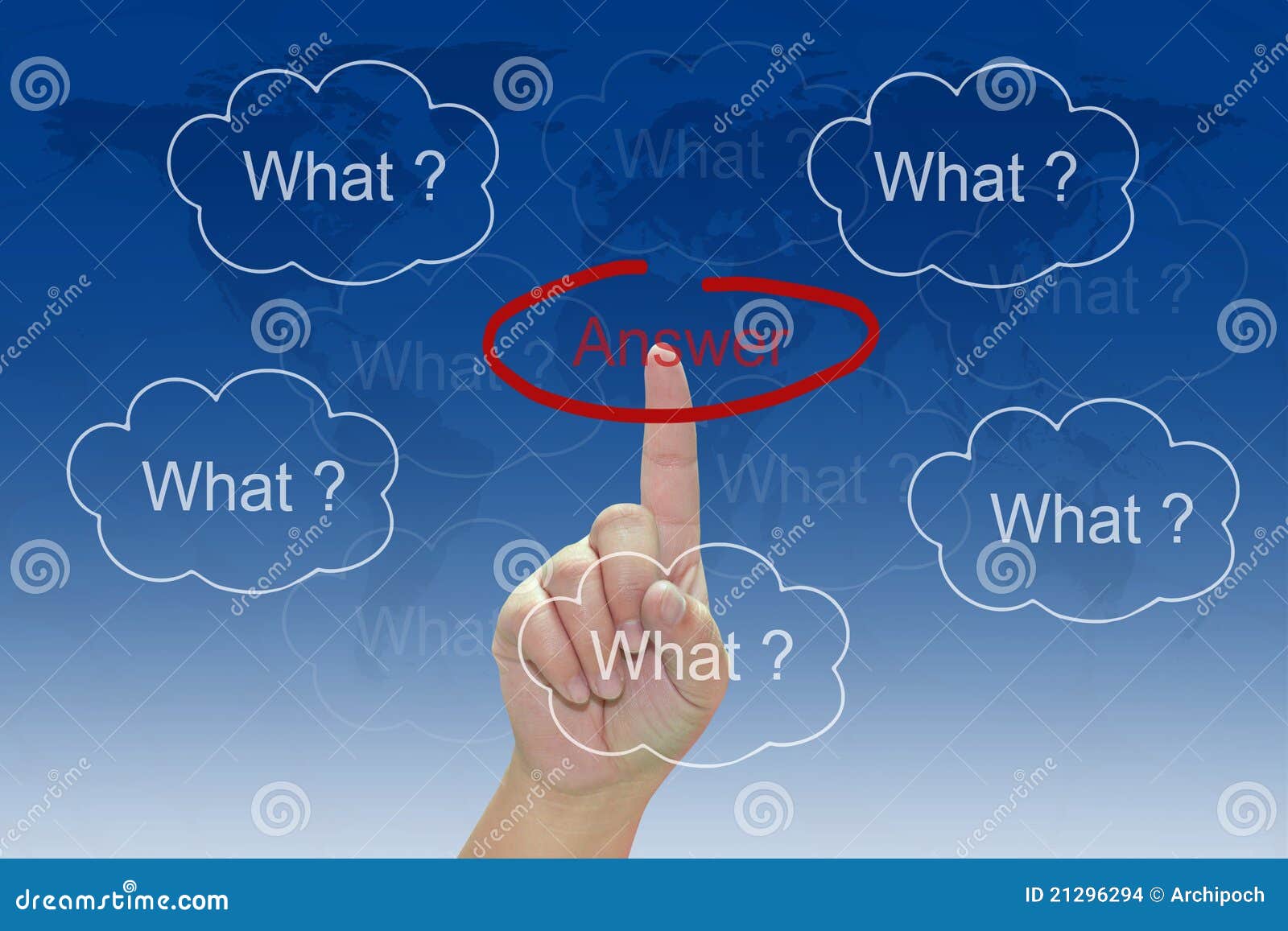 Hand select Answer word stock photo. Image of person - 21296294