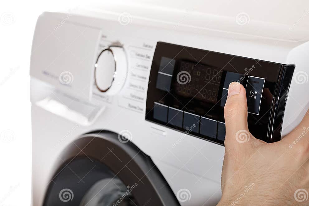The Hand Select Settings for Laundry on Modern Digital Display. Close ...