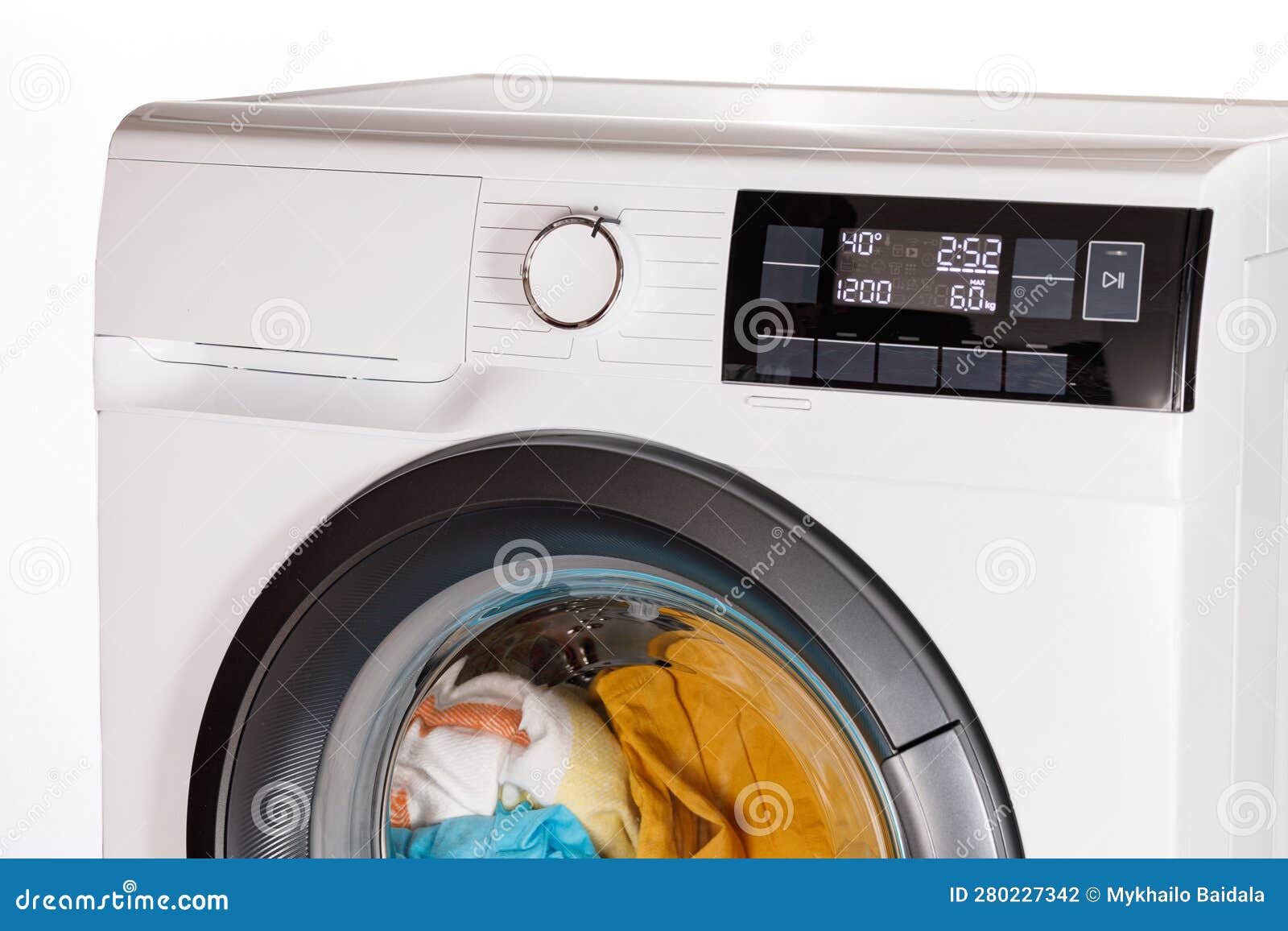 The Hand Select Settings for Laundry on Modern Digital Display. Close ...