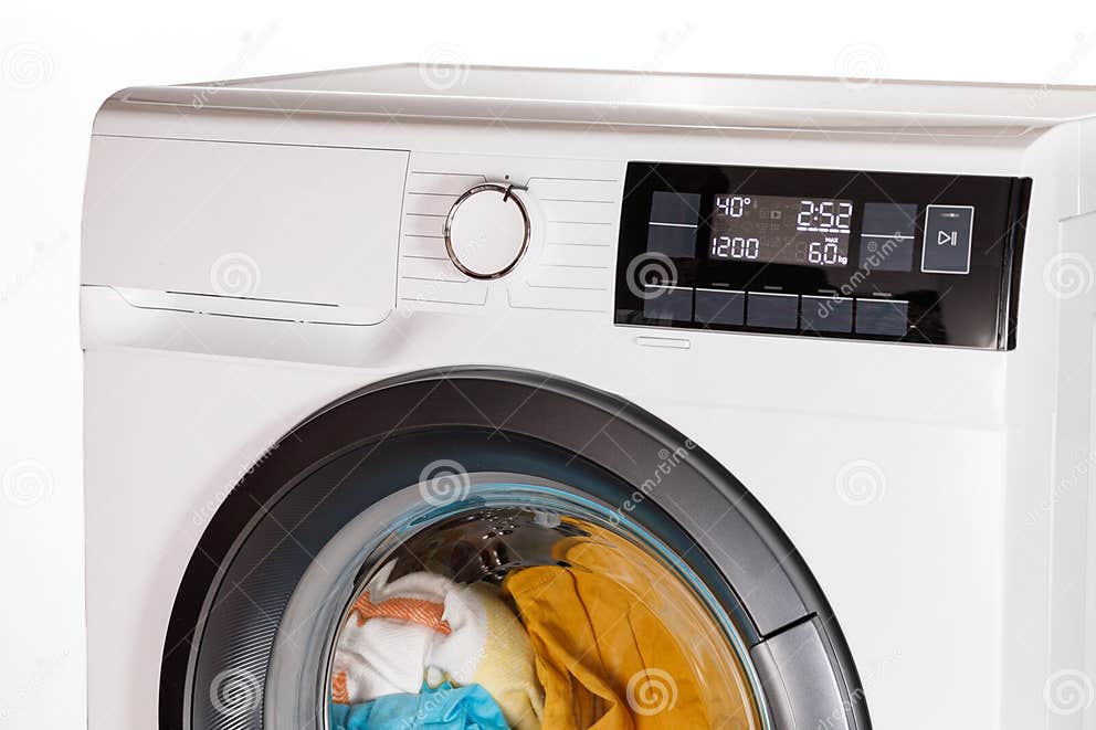 The Hand Select Settings for Laundry on Modern Digital Display. Close ...