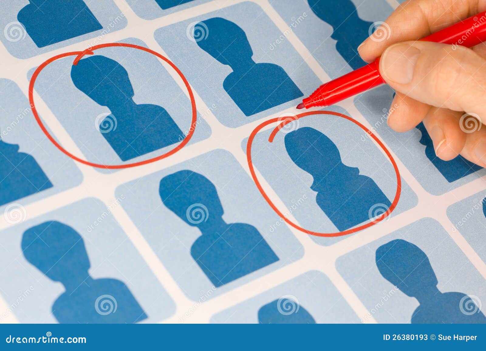 Hand Selecting Candidates with Red Pen Stock Image - Image of decision ...