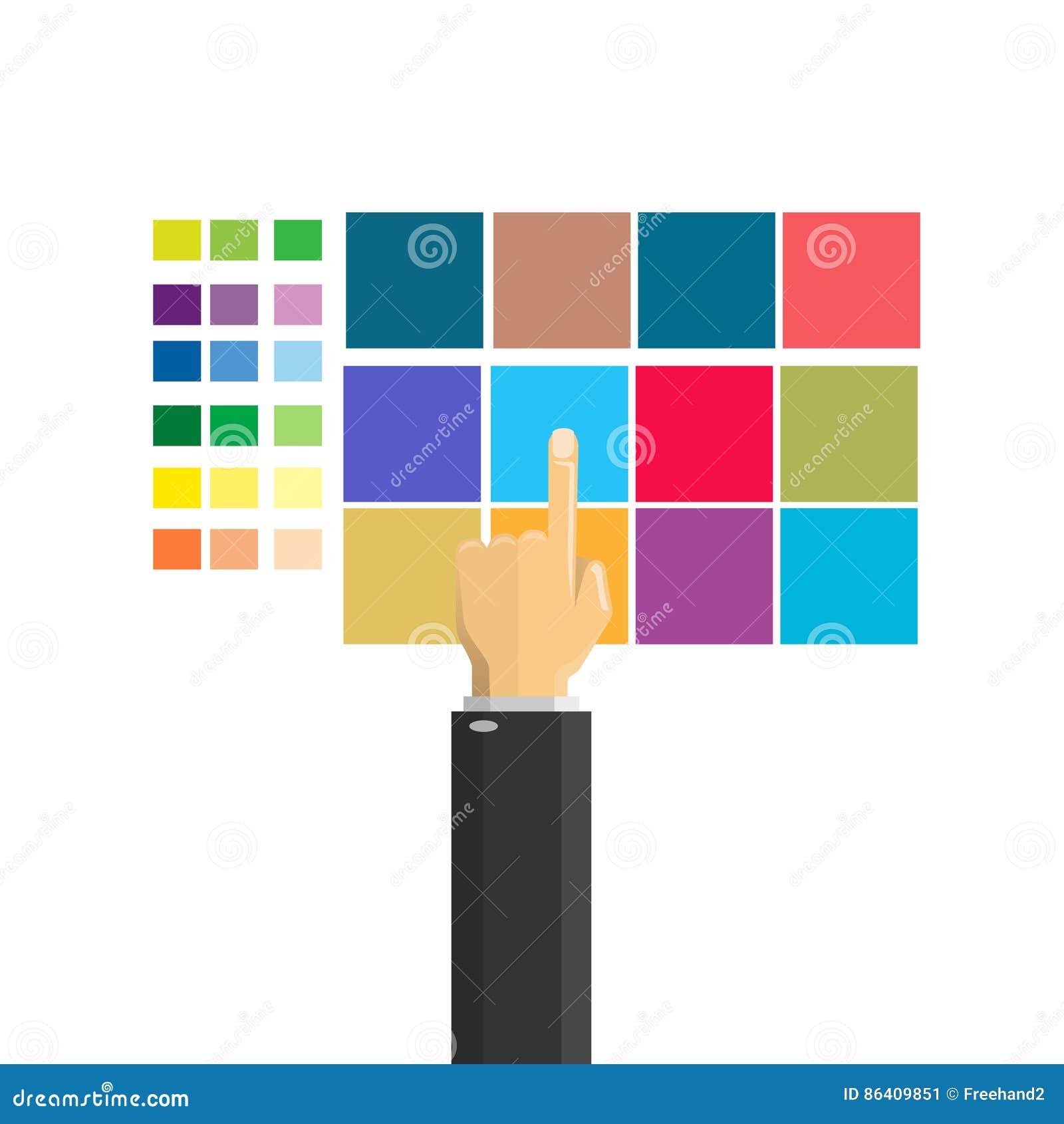 Hand selecting color stock illustration. Illustration of index - 86409851