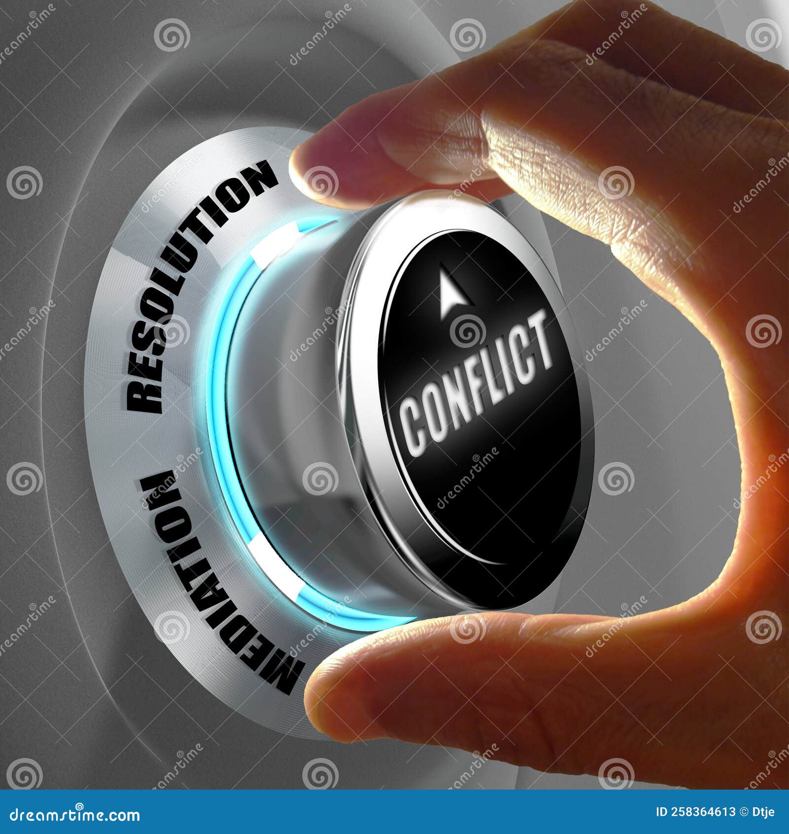 Hand Selecting Conflict Mediation Then Resolution. Concept. 3D ...