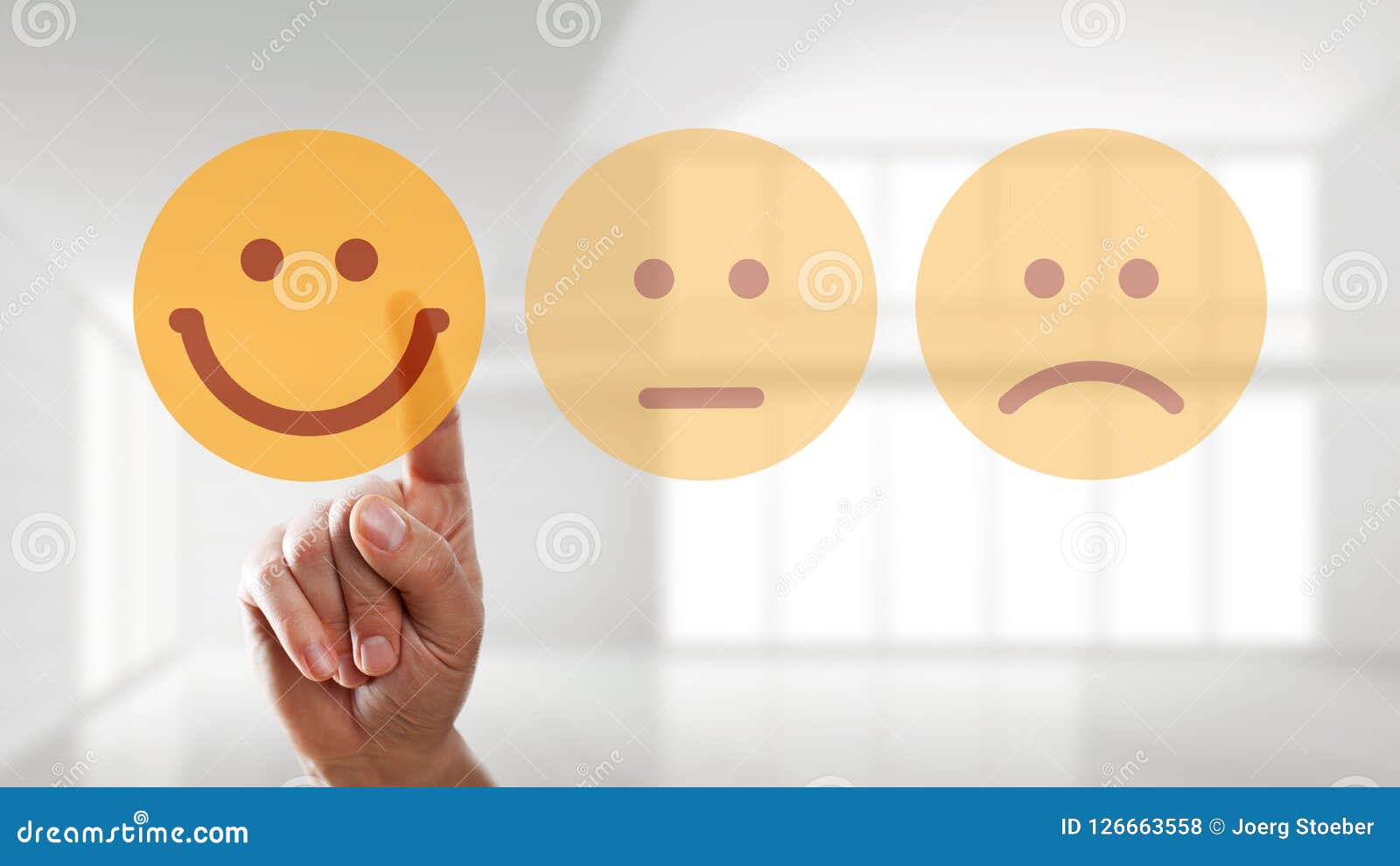 Hand is Selecting a Happy Mood Smiley Stock Photo - Image of ...