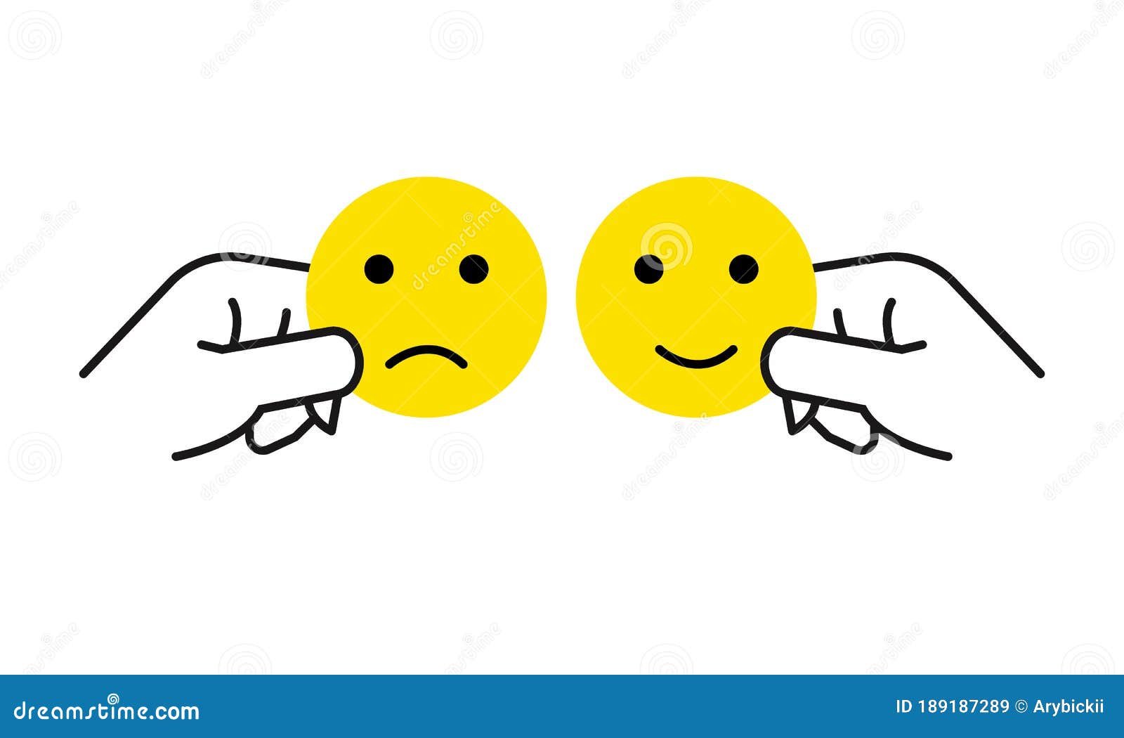Hand is Selecting a Happy Mood Smiley. Vector Stock Vector ...