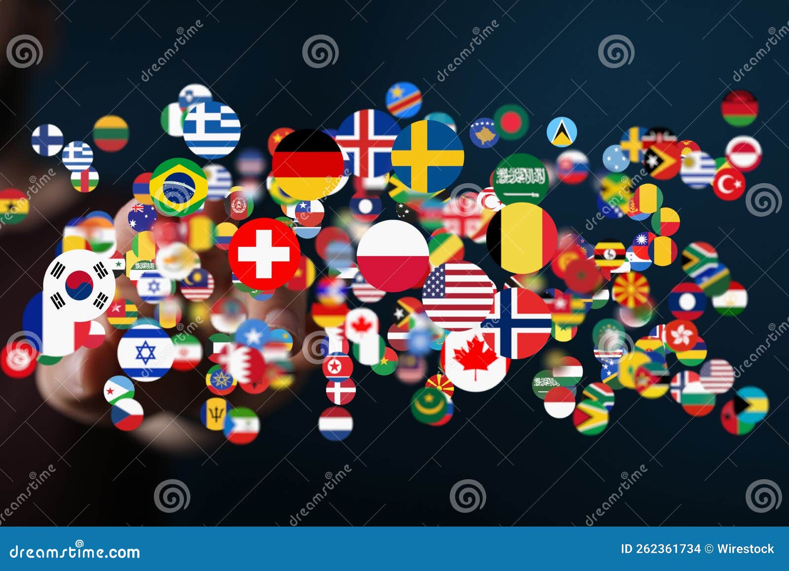 Hand Selecting from Icons of All Different Country Flags Stock ...