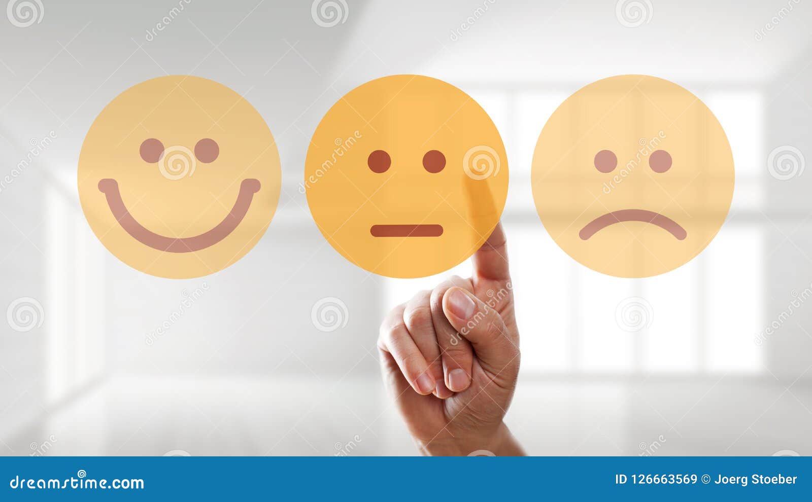 Hand is Selecting a Neutral Mood Smiley Stock Image - Image of feeling ...