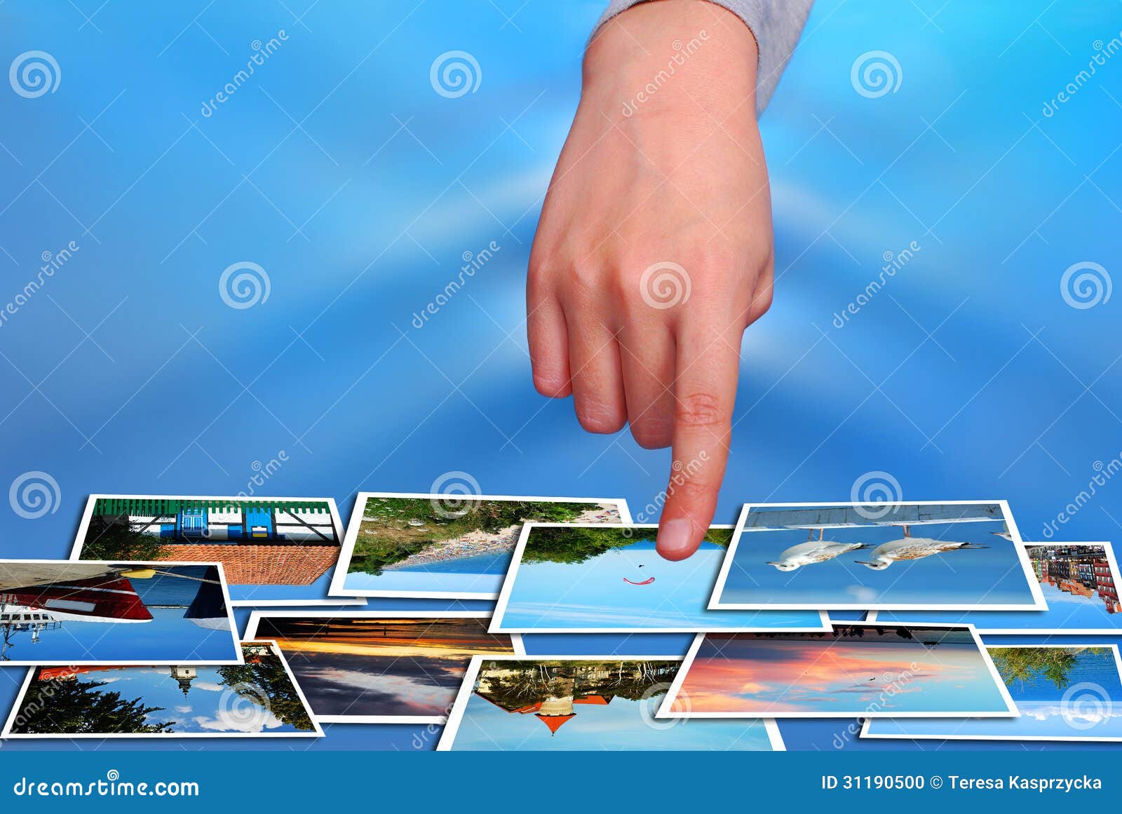 Hand Selecting Summer Holidays Photos Stock Photo - Image of pointing ...