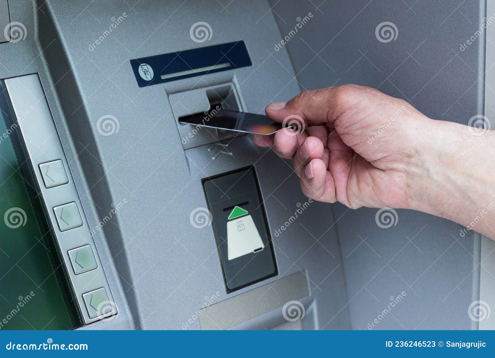 Hand of a Senior Man Using a ATM Stock Image - Image of front, economy ...