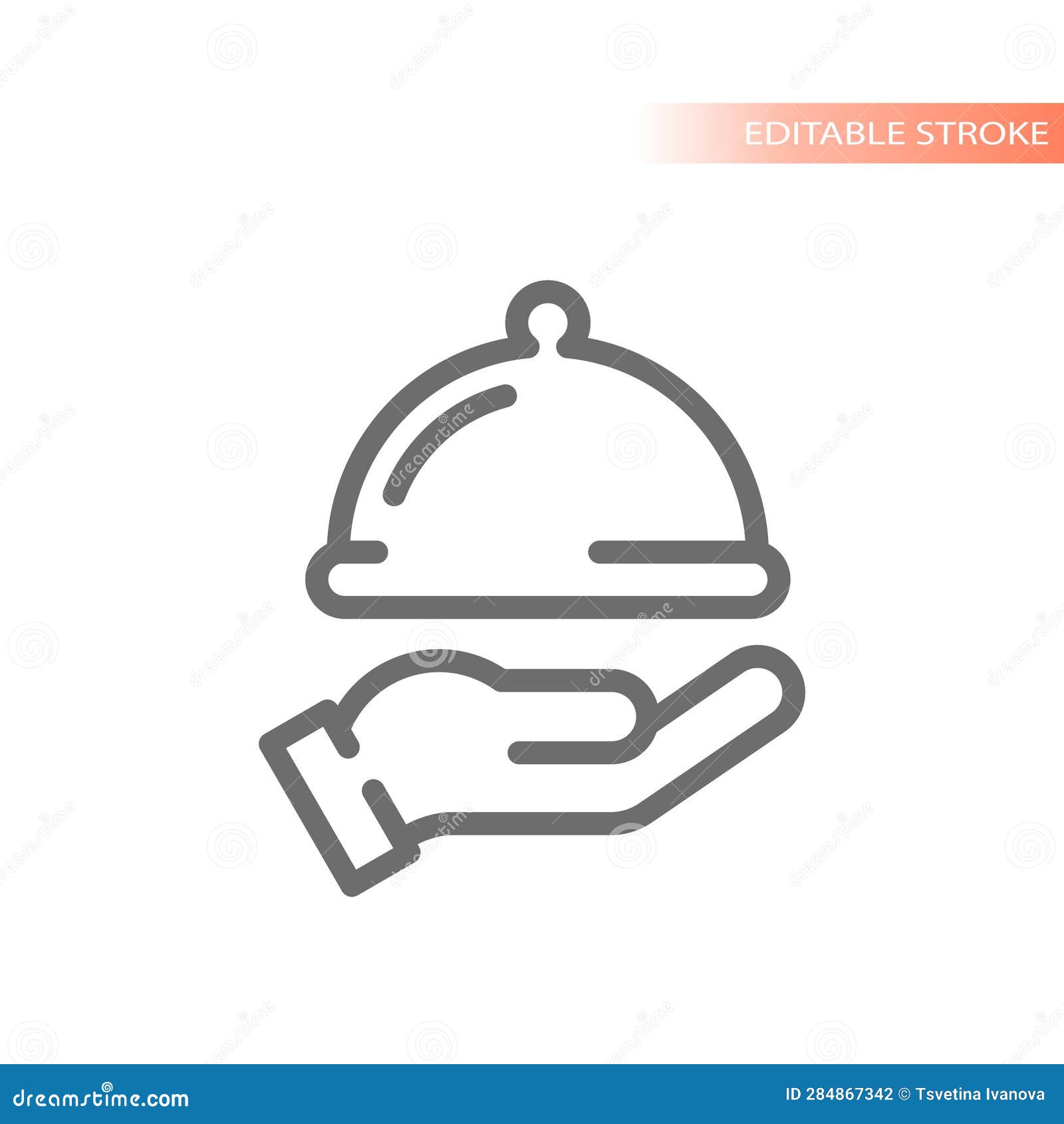 Hand and Server Tray Line Vector Icon Stock Vector - Illustration of ...