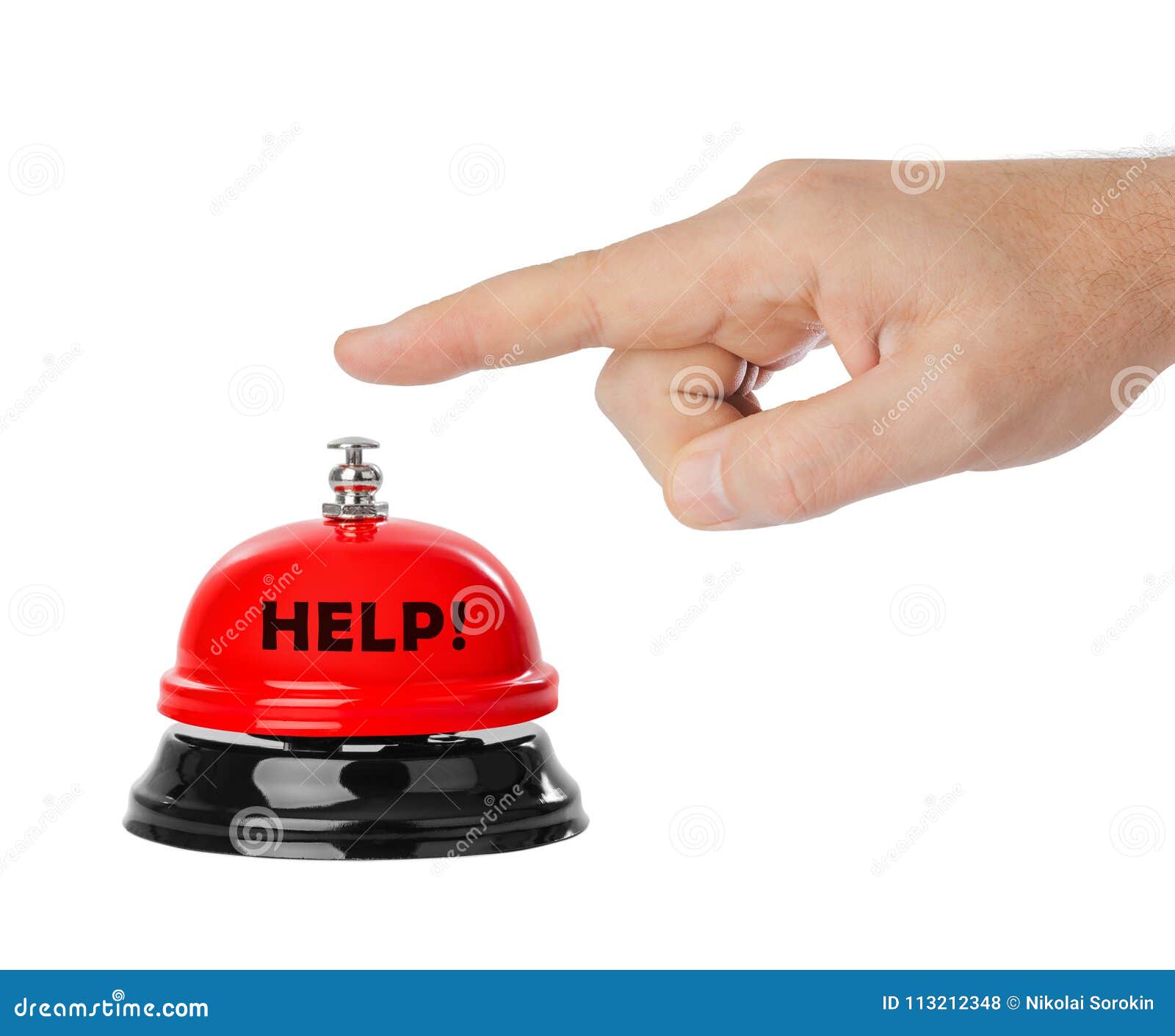 Hand and Service Ring Bell HELP Stock Photo - Image of concept, hand ...