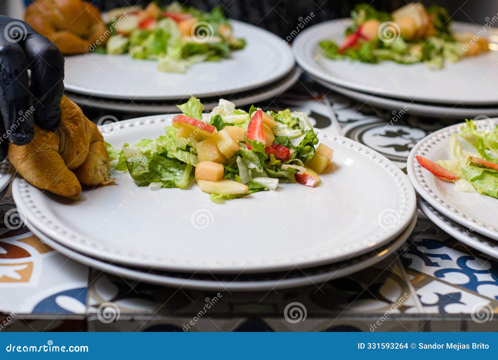 Hand Serving Food on a Plate. Catering Service Stock Photo - Image of ...
