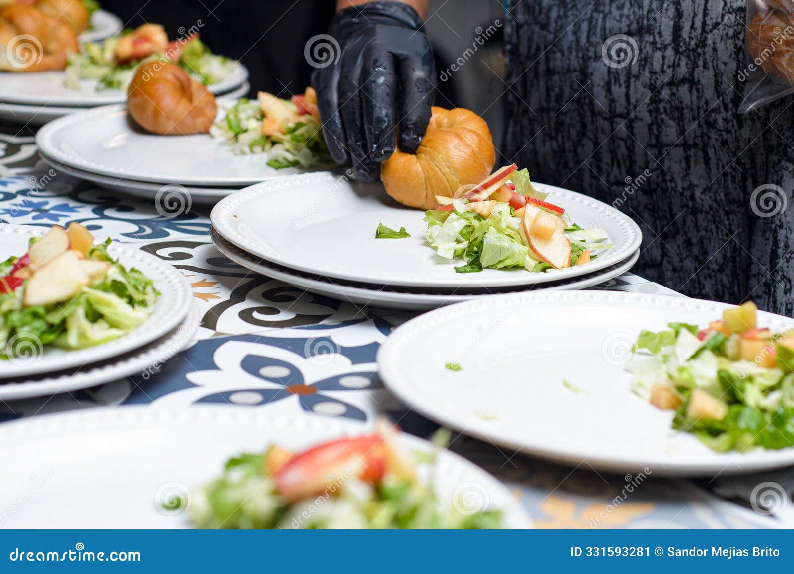 Hand Serving Food on a Plate. Catering Service Stock Image - Image of ...