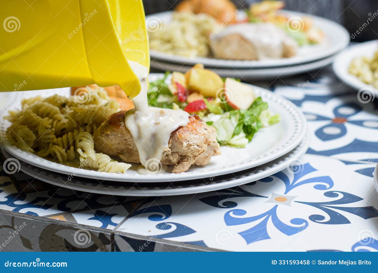 Hand Serving Food on a Plate. Catering Service Stock Photo - Image of ...