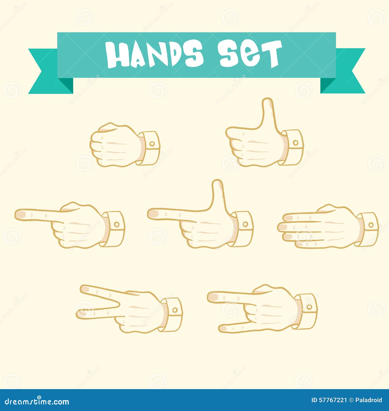 Hand set stock vector. Illustration of pointer, five - 57767221
