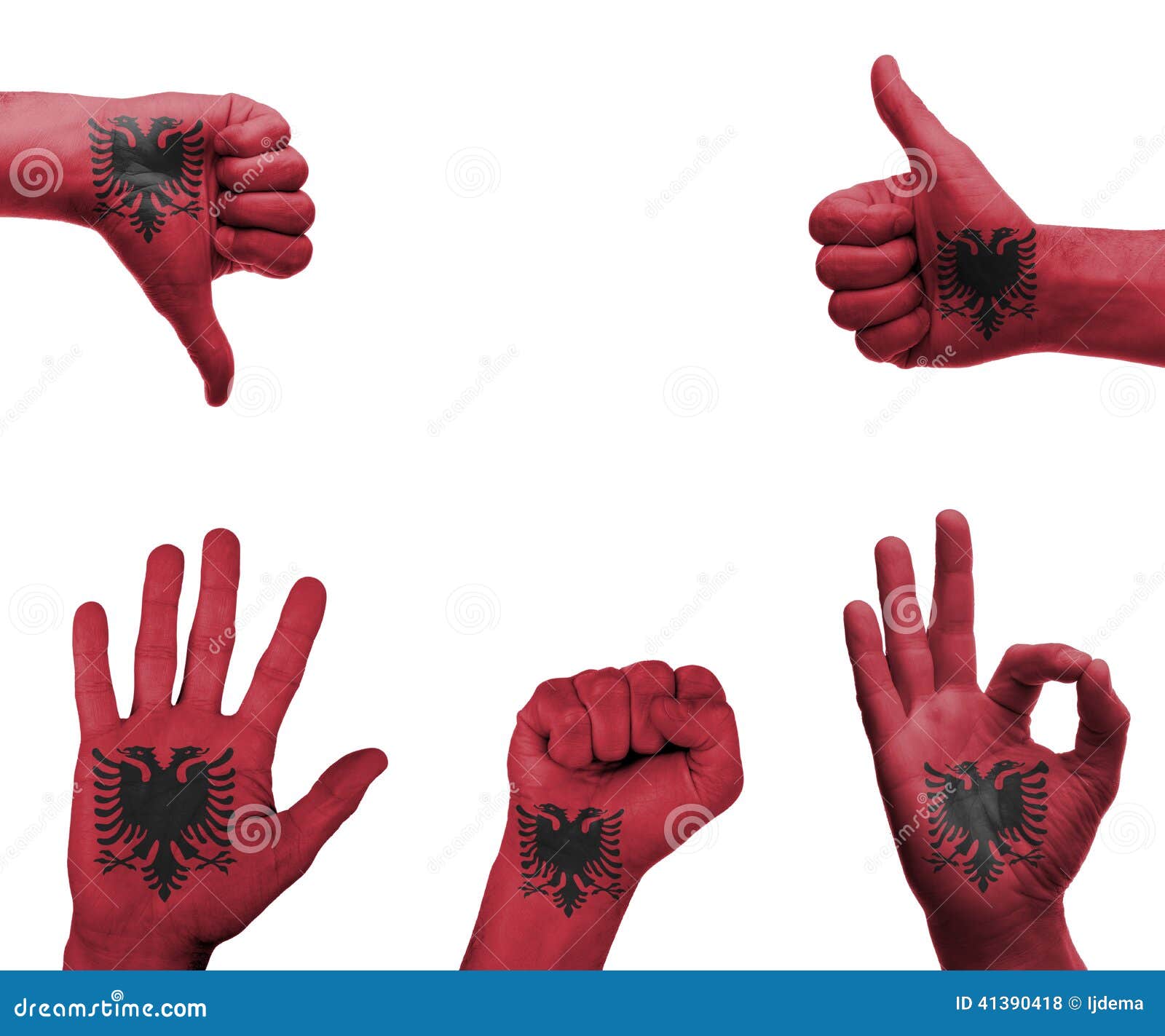 Hand Set with the Flag of Albania Stock Photo - Image of people, fist ...