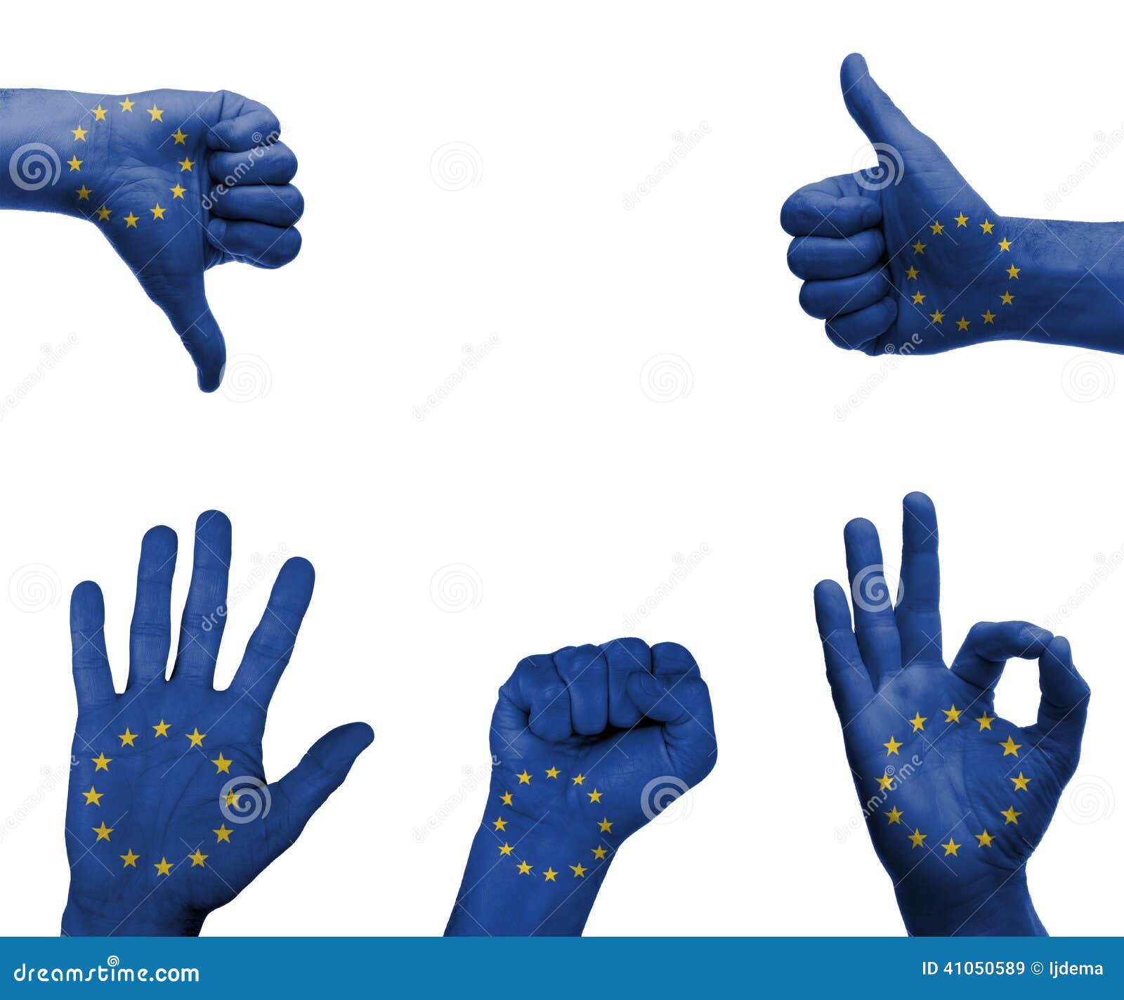 Hand Set with the Flag of the EU Stock Image - Image of flag, okay ...