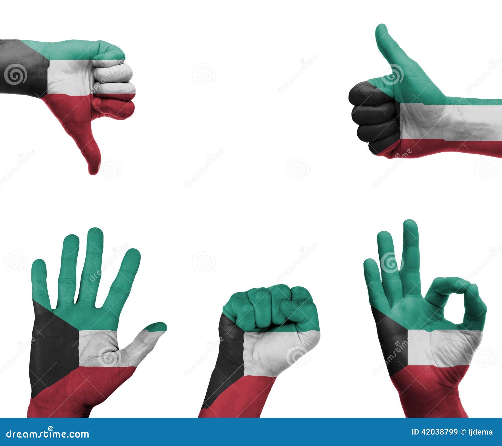 Hand Set with the Flag of Kuwait Stock Image - Image of happy, hello ...