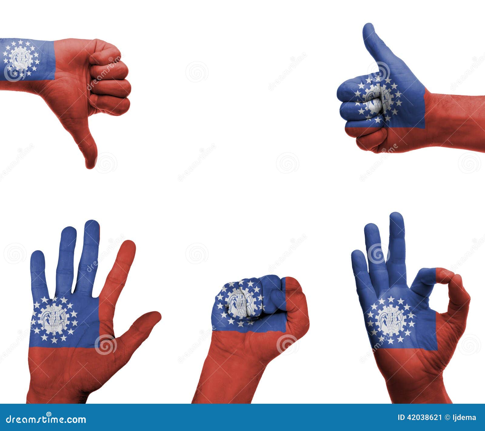 Hand Set with the Flag of Myanmar Stock Image - Image of isolated ...