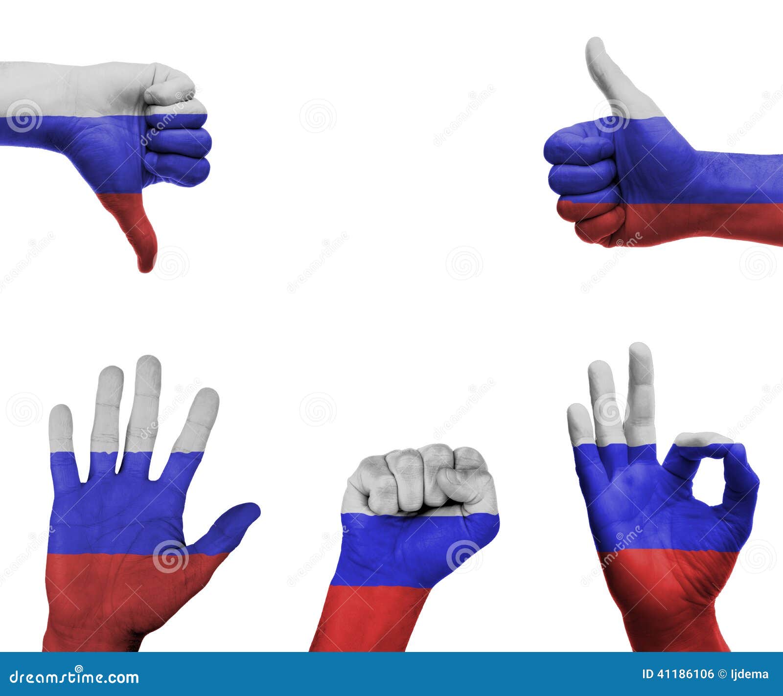 Hand Set with the Flag of Russia Stock Photo - Image of group, protest ...