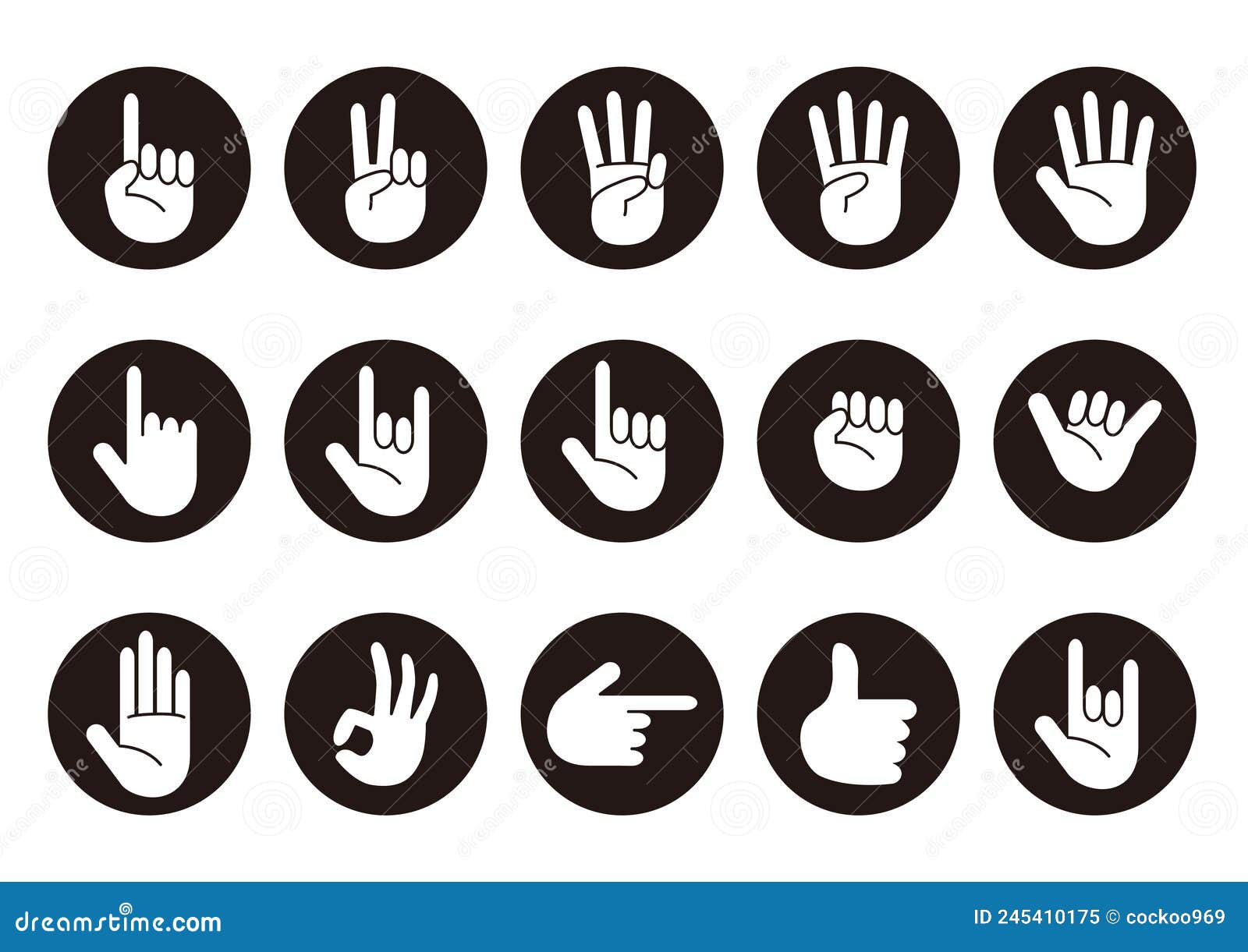 Hand set in various poses stock illustration. Illustration of grip ...