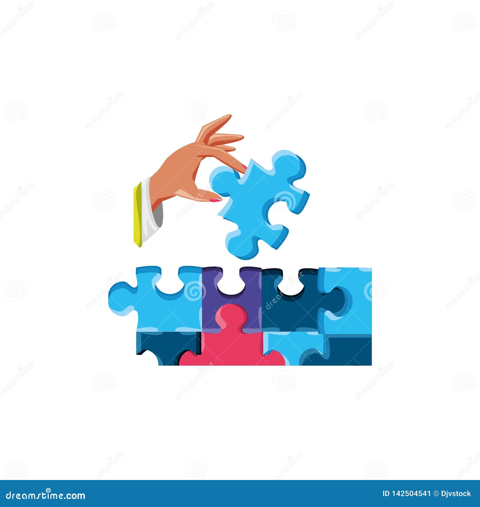 Hand with Set of Puzzle Pieces Isolated Icon Stock Vector ...