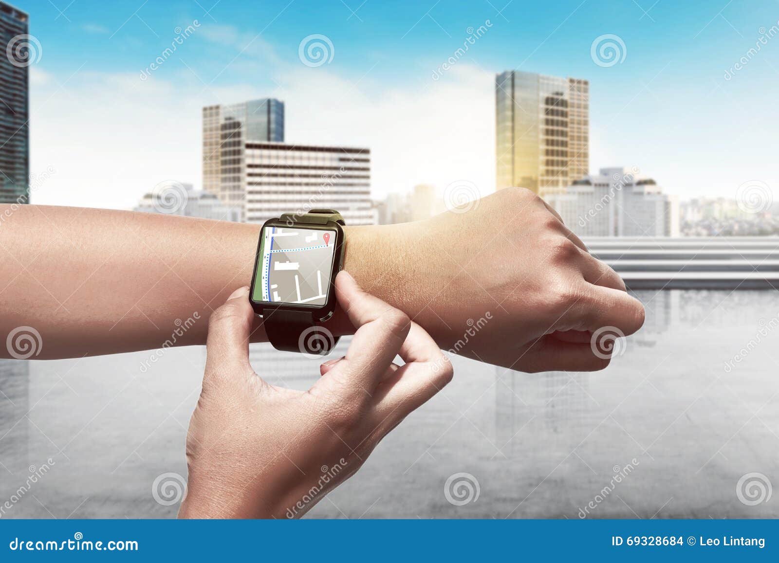 Hand Setting Route for GPS on the Smart Watch Stock Photo - Image of ...