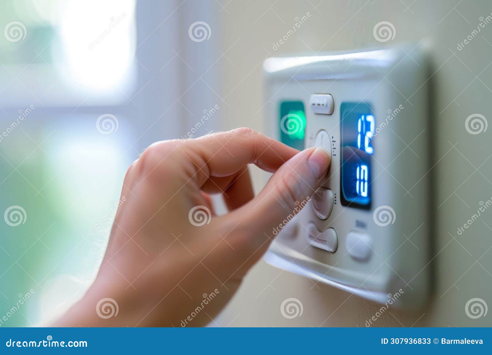 Hand Setting the Temperature on the Thermostat in Modern Home ...