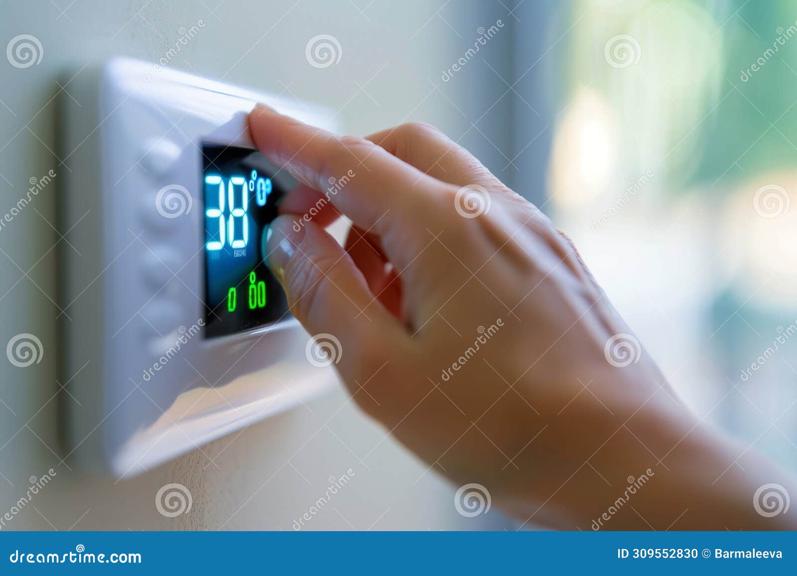 Hand Setting the Temperature on the Thermostat in Modern Home ...