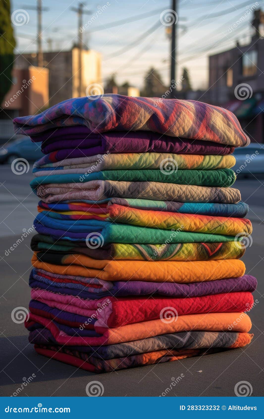 Hand-sewn Blankets and Quilts for the Homeless Stock Illustration ...