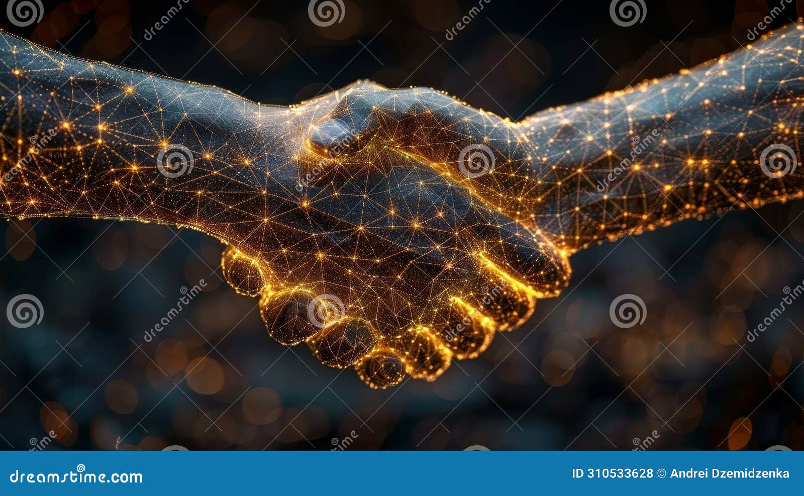 Hand Shake, Abstract Illustration Isolated on Dark Background. Low Poly ...