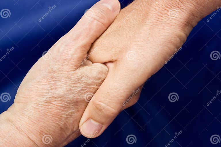 Hand Shake Against a Blue Background Stock Image - Image of agreement ...