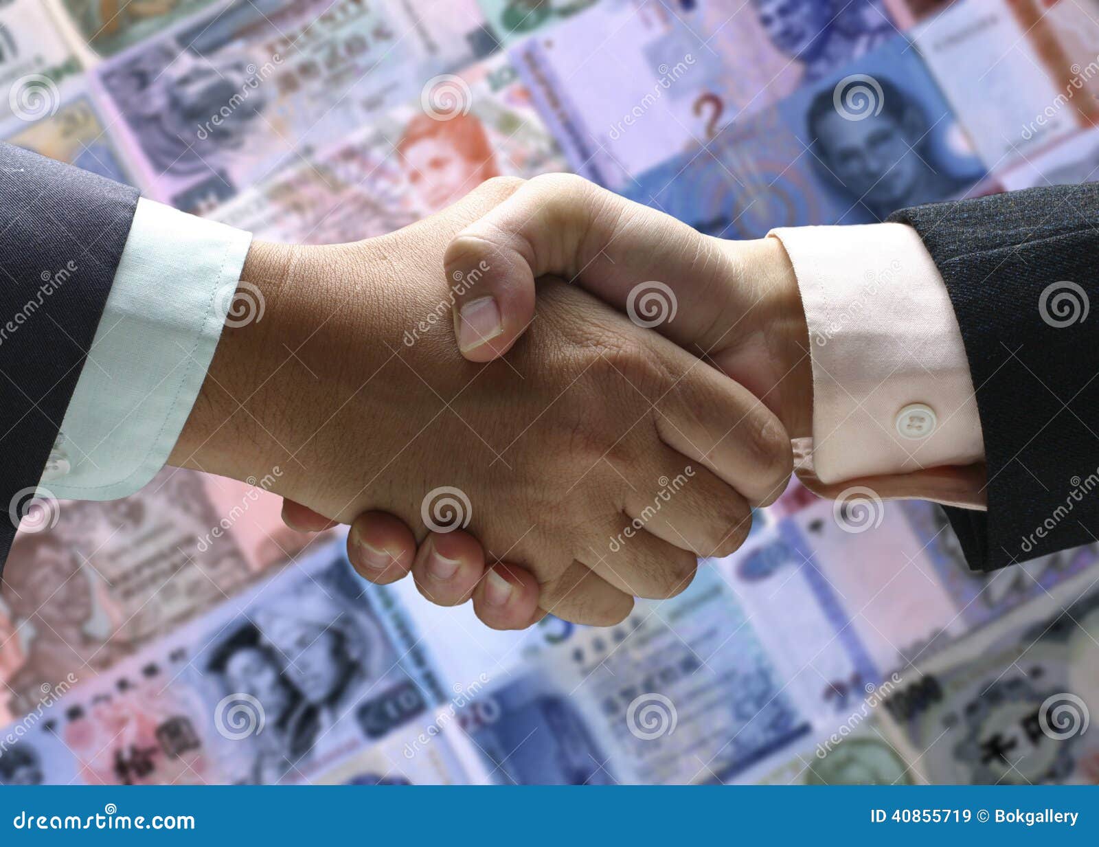 Hand Shake Background Foreign Currency Royalty-Free Stock Photo ...