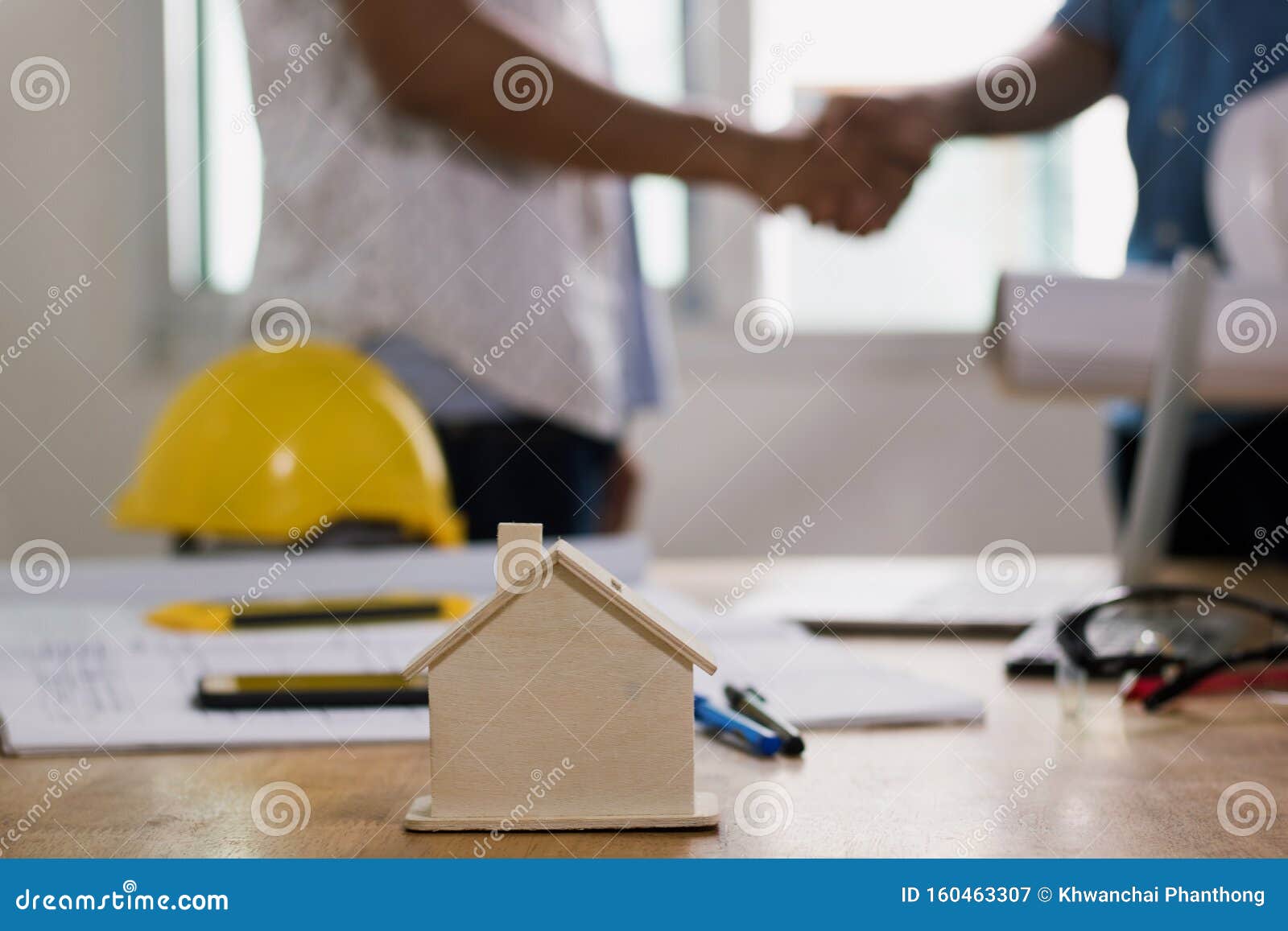 Hand Shake of Building Contractor and Investor or Engineer , Successful ...