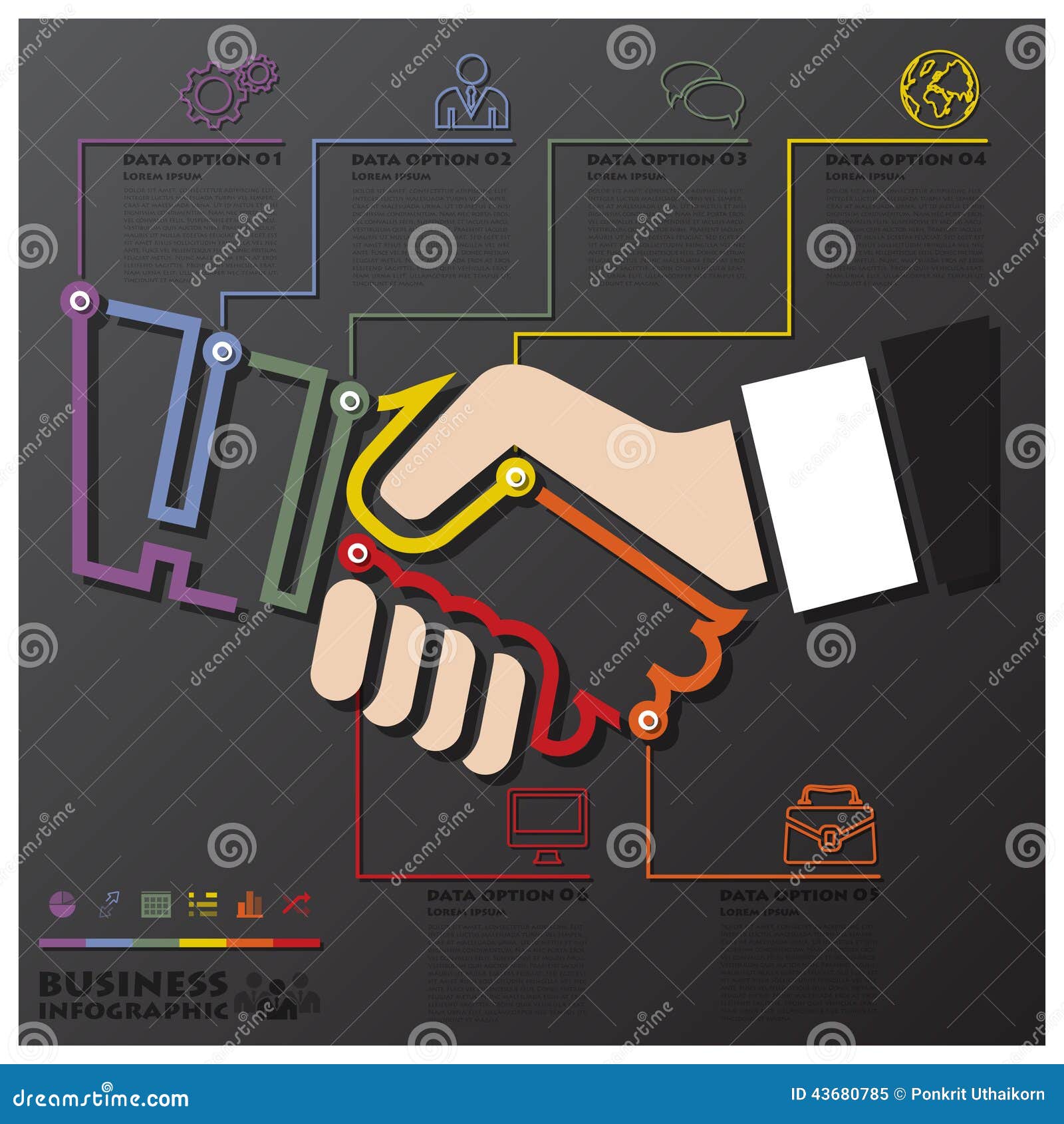 Hand Shake Connection Timeline Business Infographic Stock Vector ...
