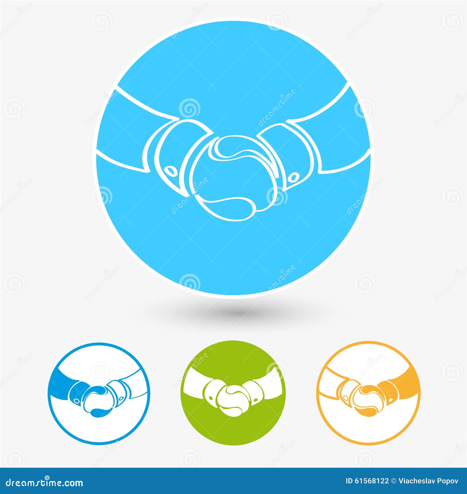Hand shake icons stock vector. Illustration of yellow - 61568122