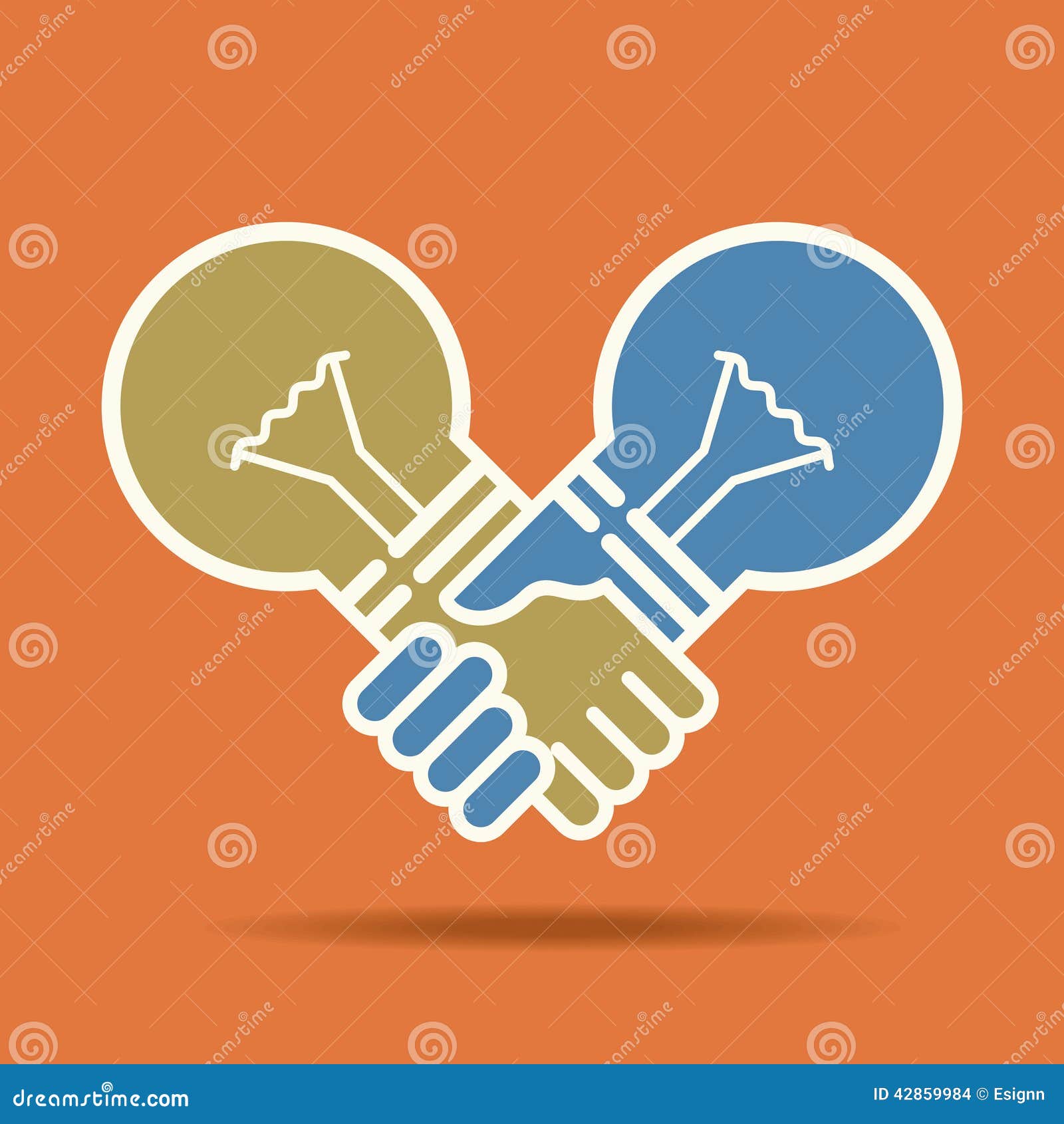 Hand shake idea with bulb stock vector. Illustration of arrow - 42859984