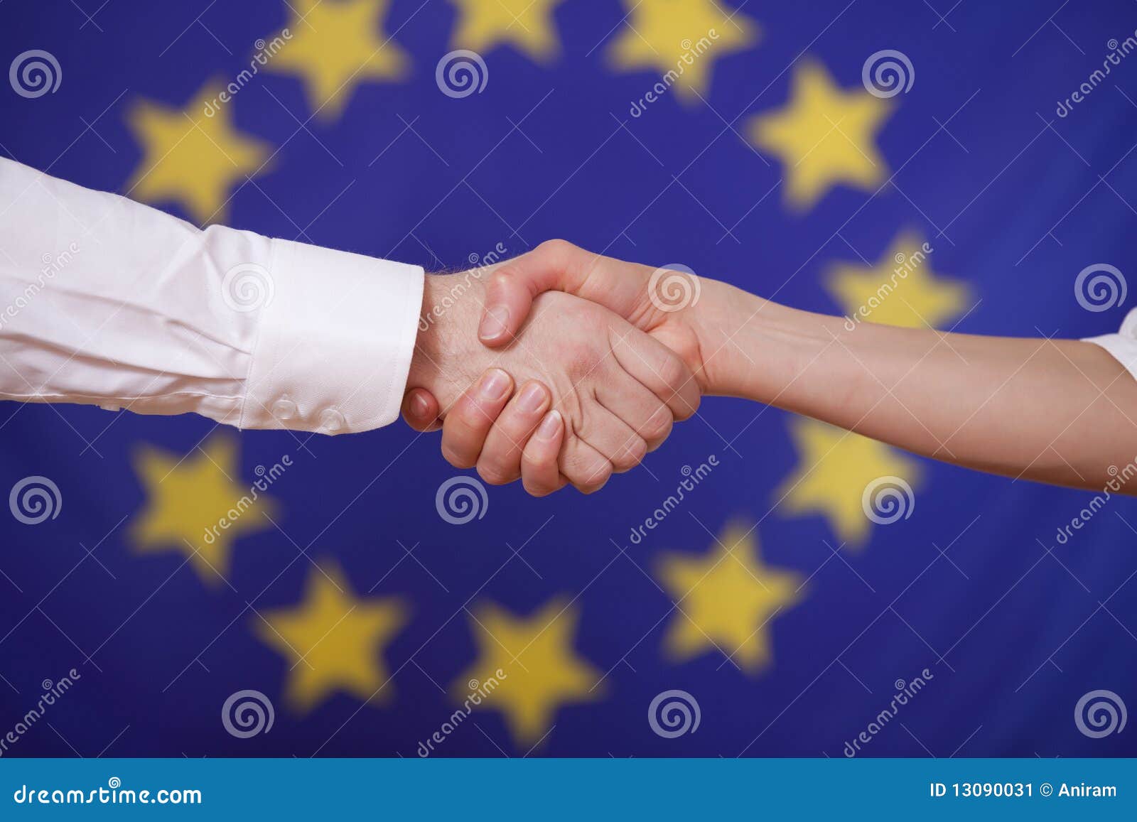 Hand Shake Over European Flag Stock Image - Image of deal, hand: 13090031
