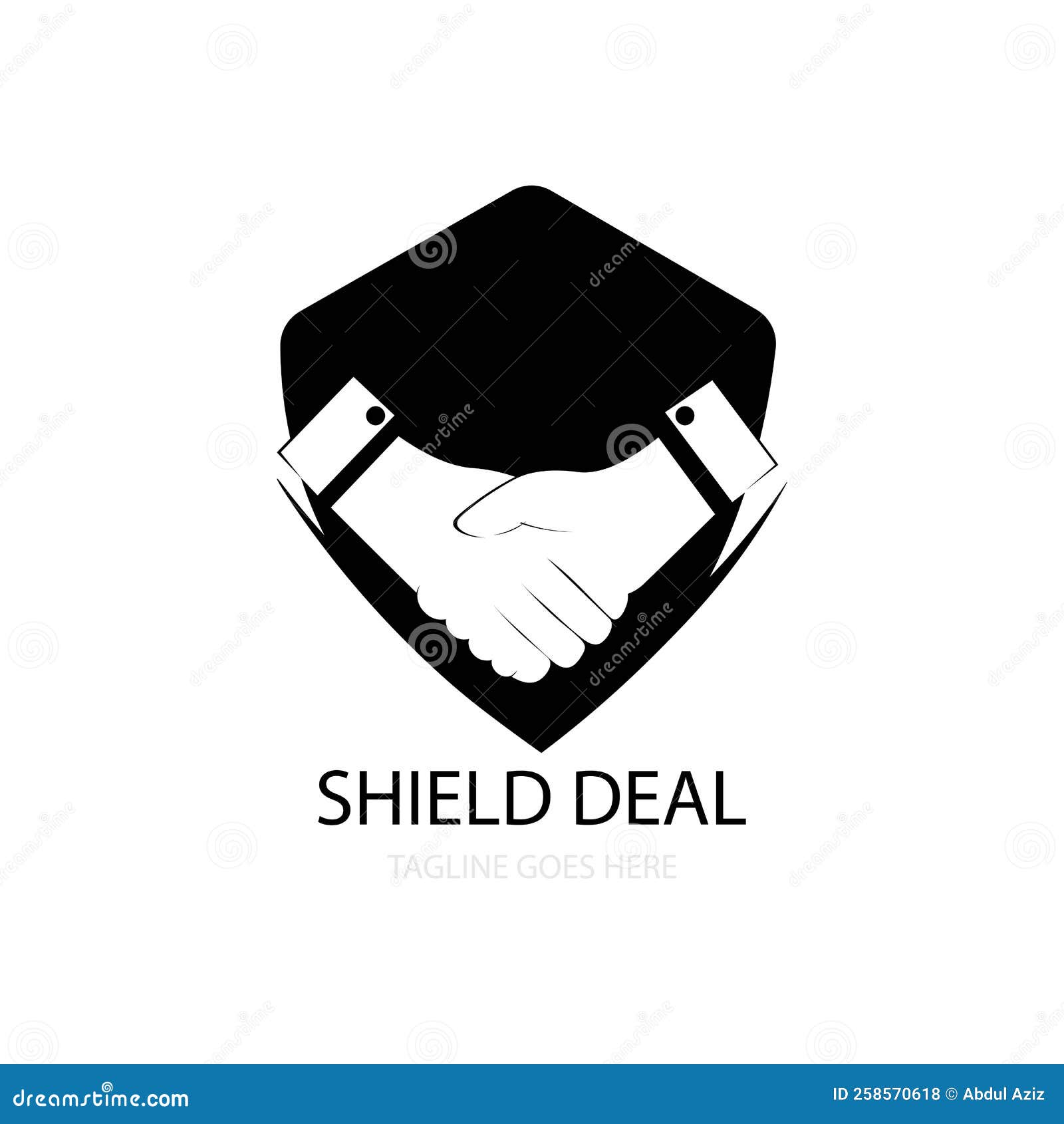 Hand Shake, Shield Deal Icon Logo Vector Stock Vector - Illustration of ...