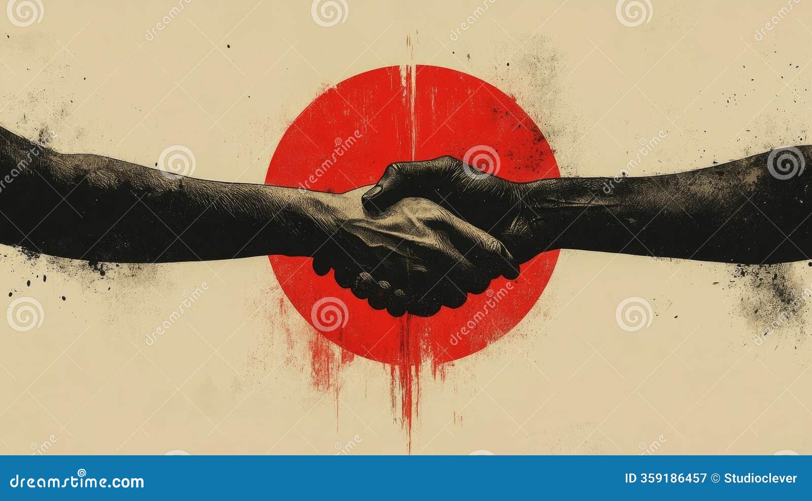Hand Shake Symbolism with Japanese Flag Stock Illustration ...