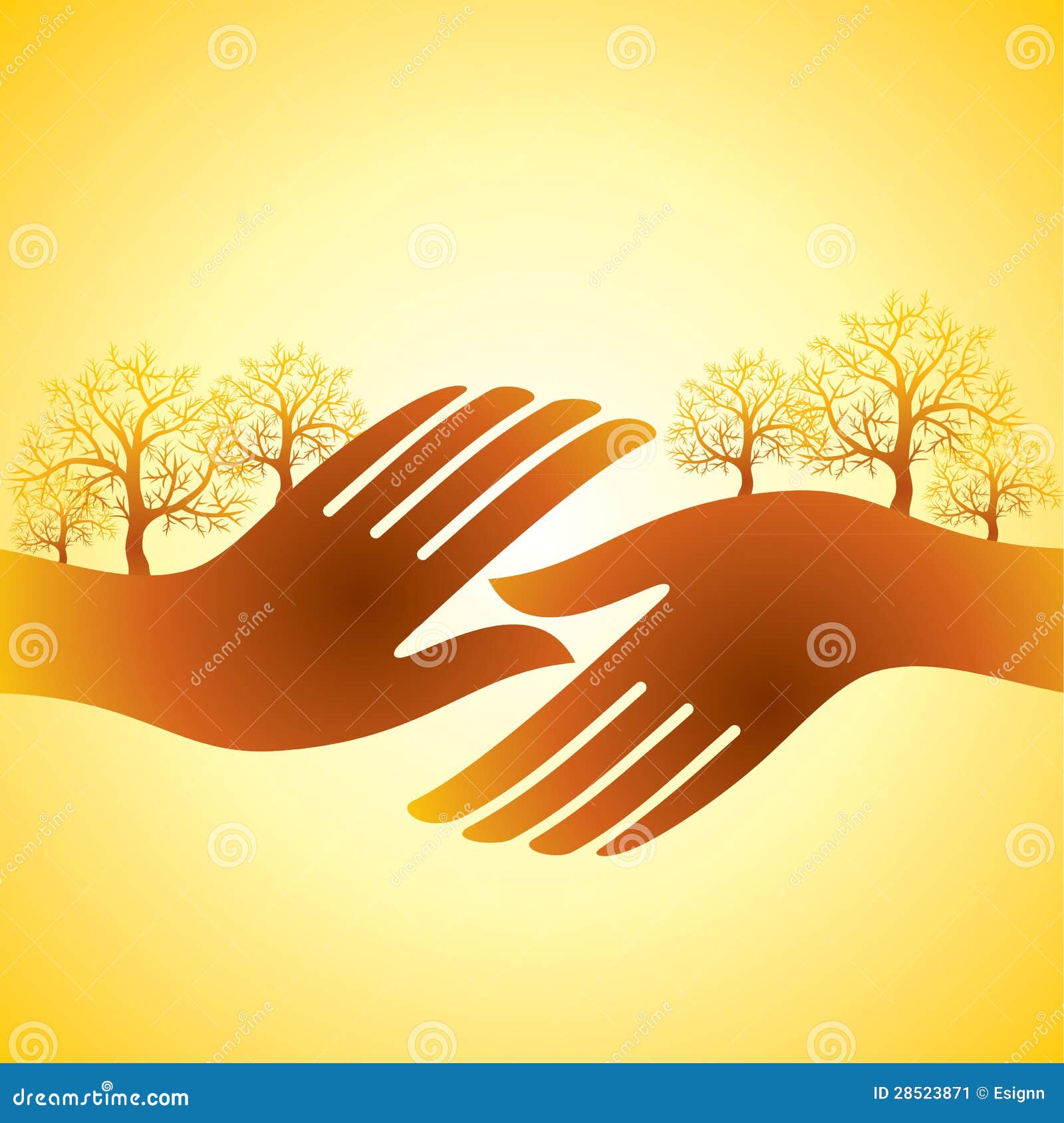 Hand shake with trees stock vector. Illustration of environment - 28523871